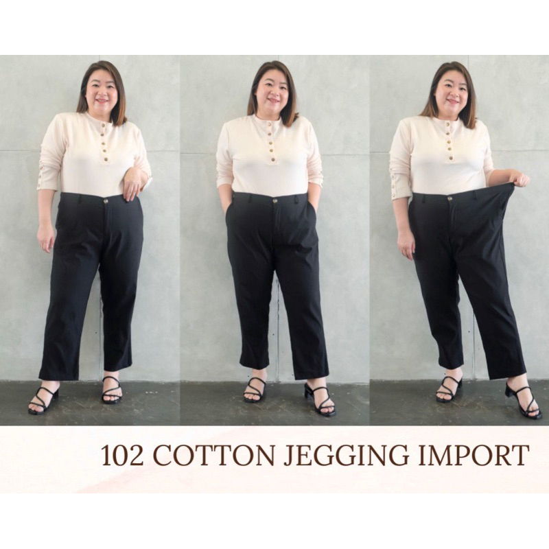 JUMBO 102 CARLA PANT BIGSIZE MATERIAL COTTON JEGGING IMPORT FIT TO XXL ...