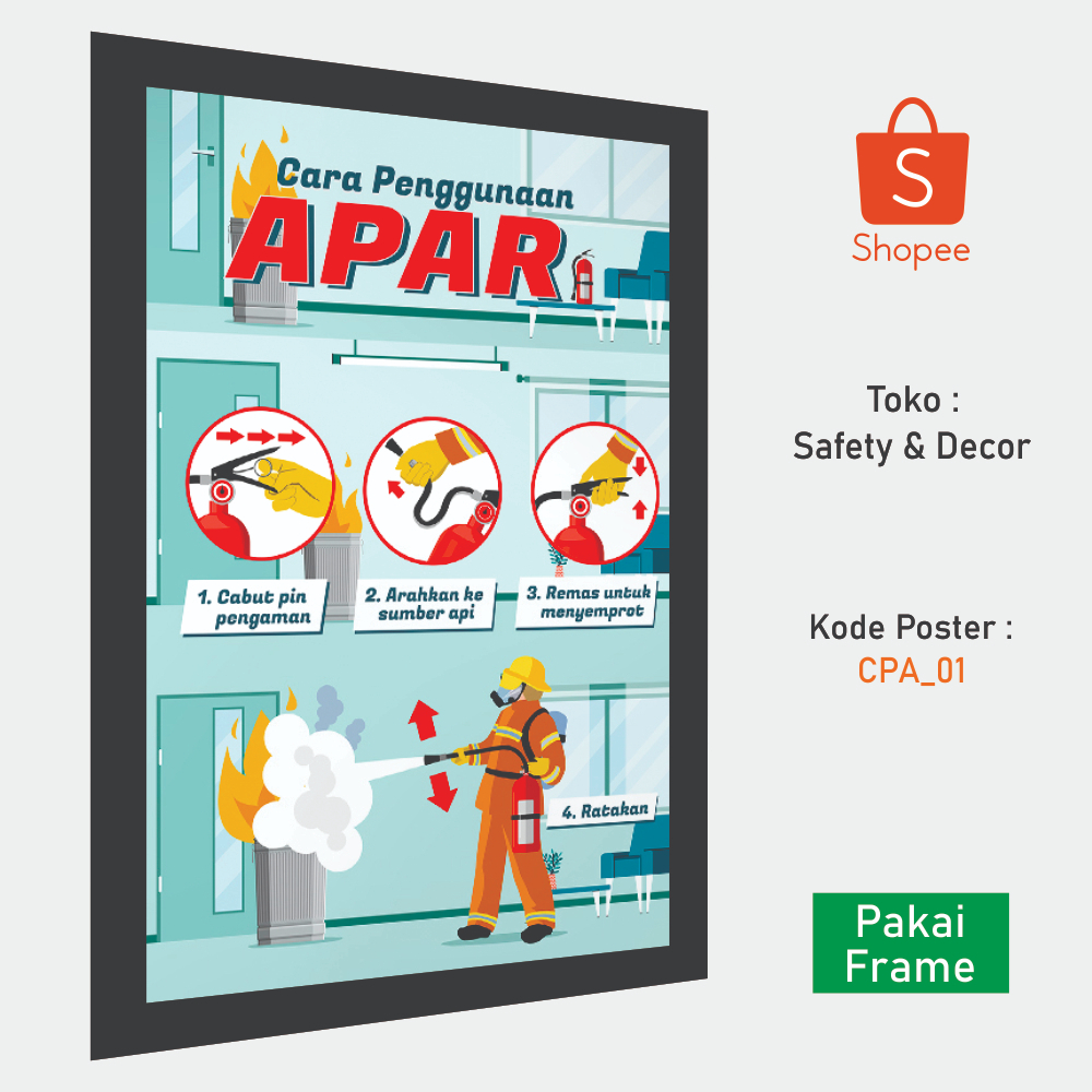 Safety Poster K3: How to Use APAR + Frame | Shopee Philippines
