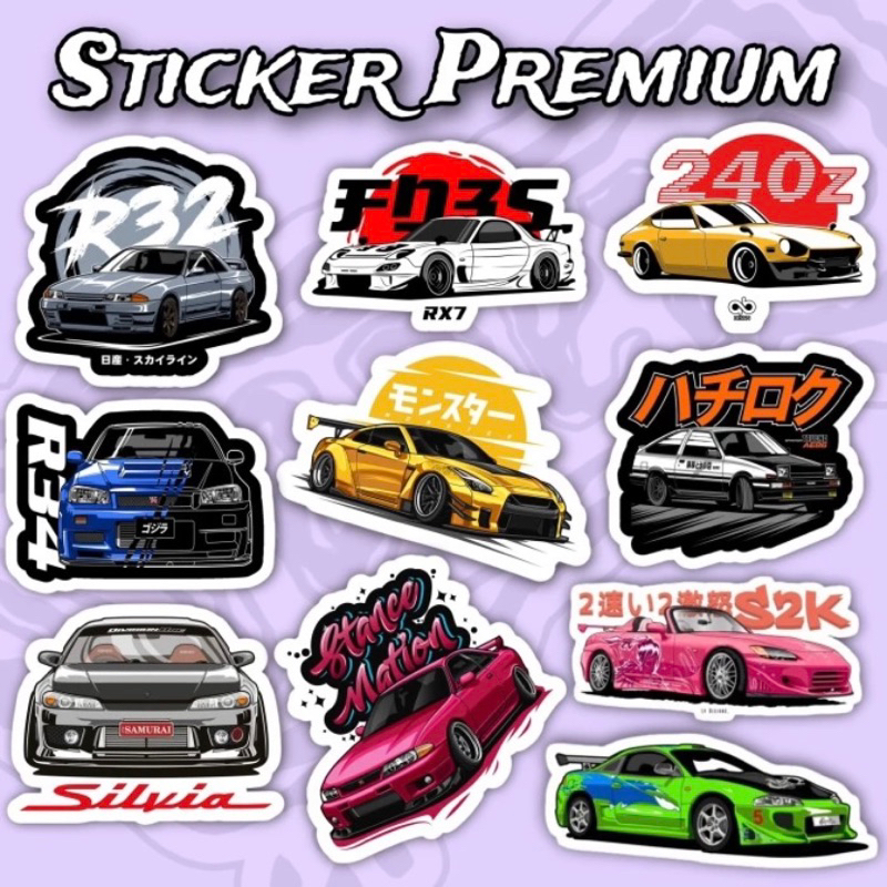 Jdm GTR Skyline Supra Sticker pack of 10 premium waterproof | Shopee ...