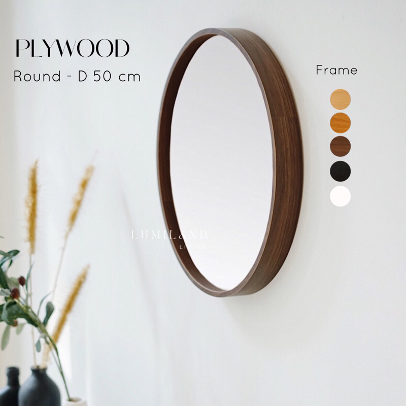 Aesthetic 50cm Diameter Round Mirror|Plywood Frame | Shopee Philippines