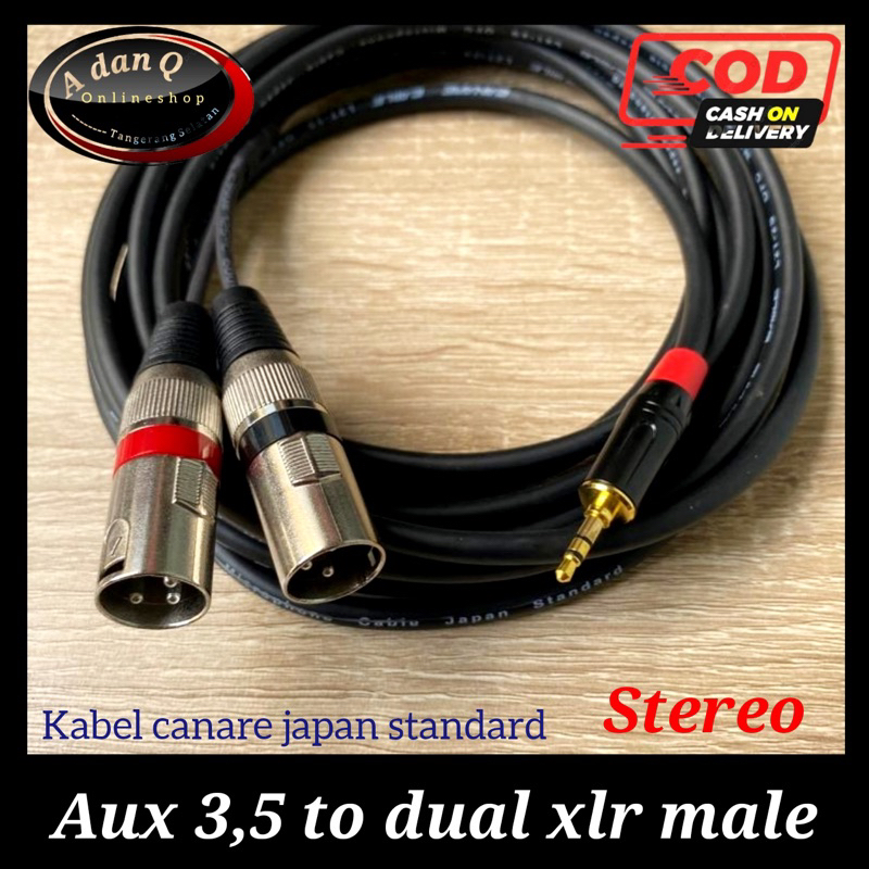 3.5 to dual XLR male aux cable stereo to XLR male mini jack/ 3.5mm ...