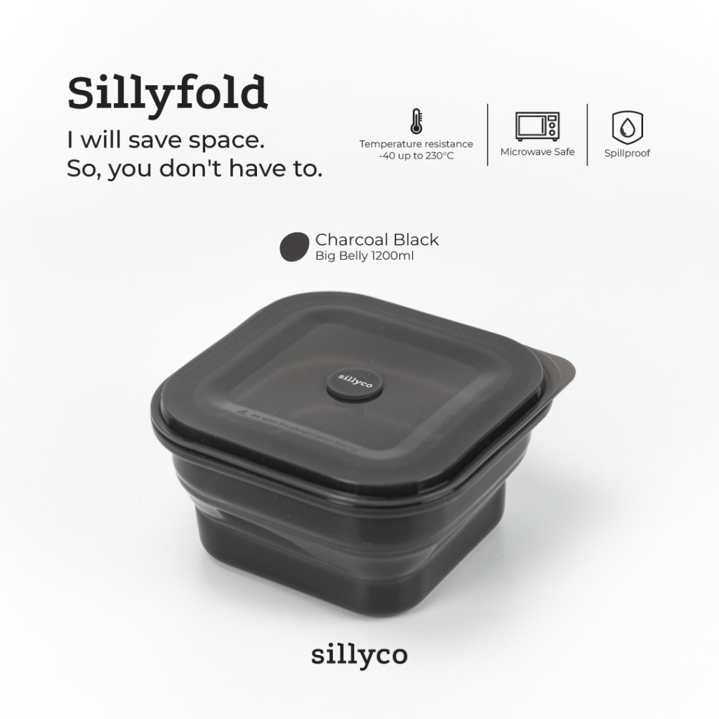 Sillyco - Sillyfold Square Big Belly - Collapsible Silicone Lunch Box ...