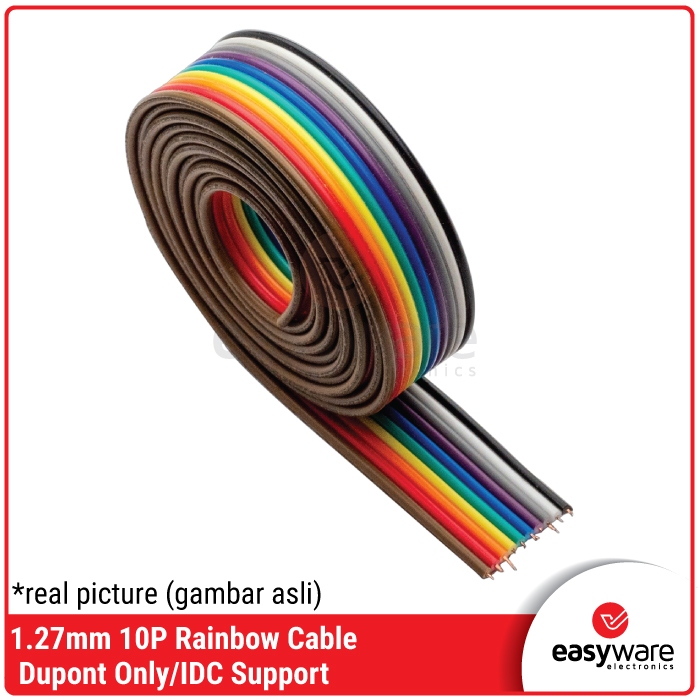 10 WAY RAINBOW CABLE 10 PIN RAINBOW FLAT CABLE ONE METER | Shopee ...