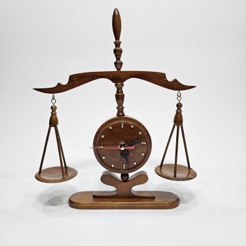 Teak Wood Sitting Clock Scale Design Size 17x33x27cm / Clock / Display ...