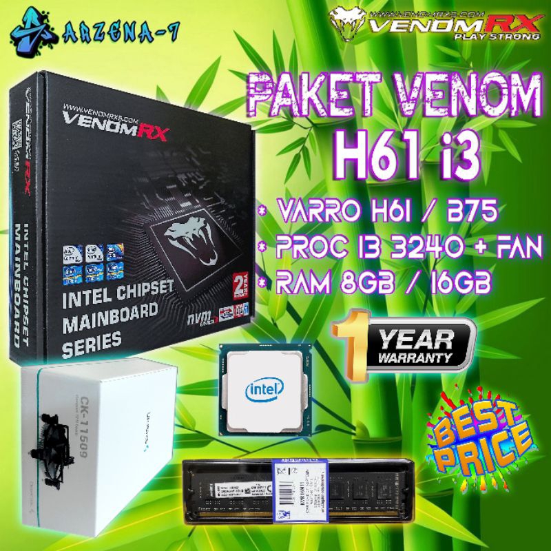 Core i3 Gen 3 Ram Package (Mobo H61 + Proc core i3 3240 + Ram 8Gb ...