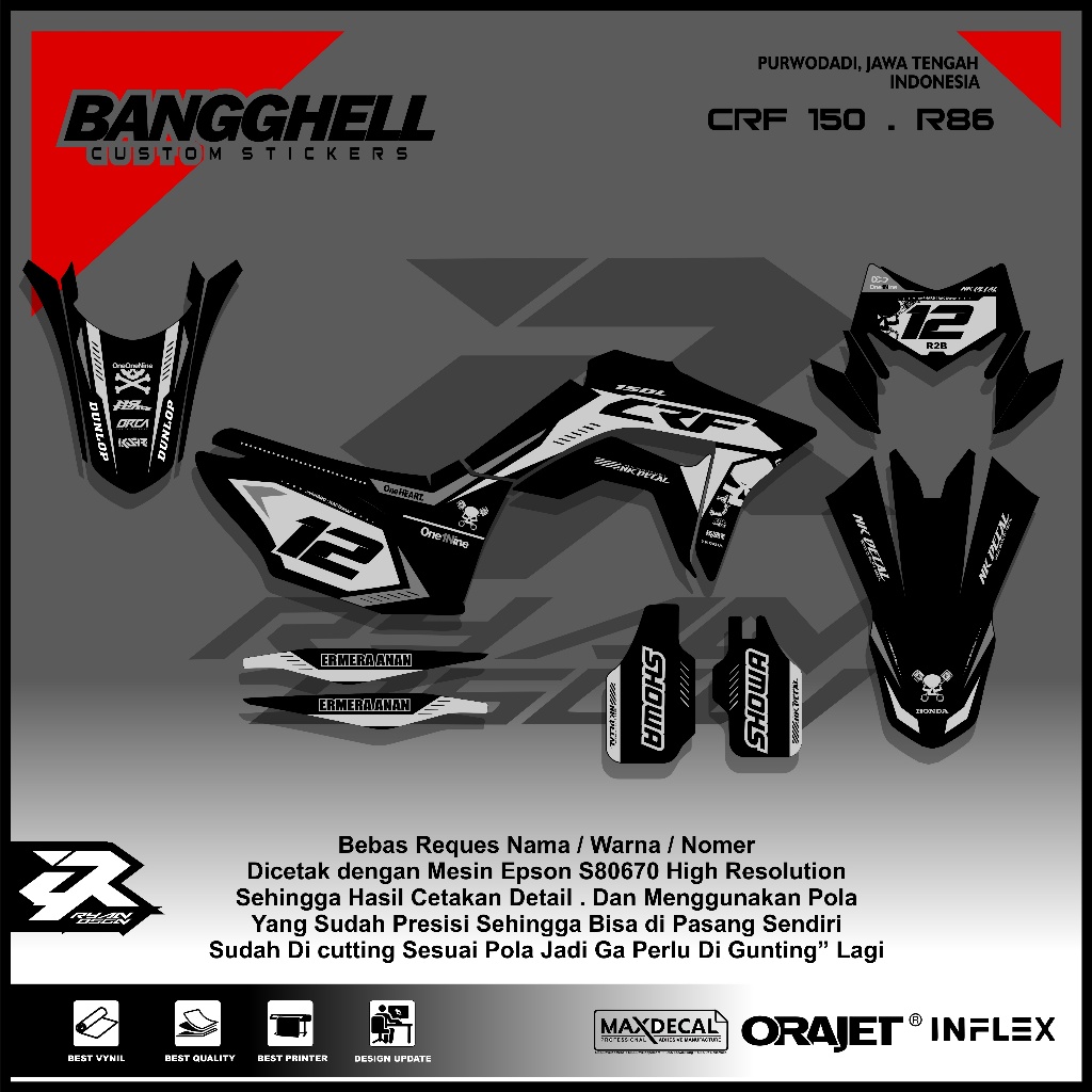 CRF 150 FULLBODY STICKER DECAL RIQUES DESIGNbebas | Shopee Philippines