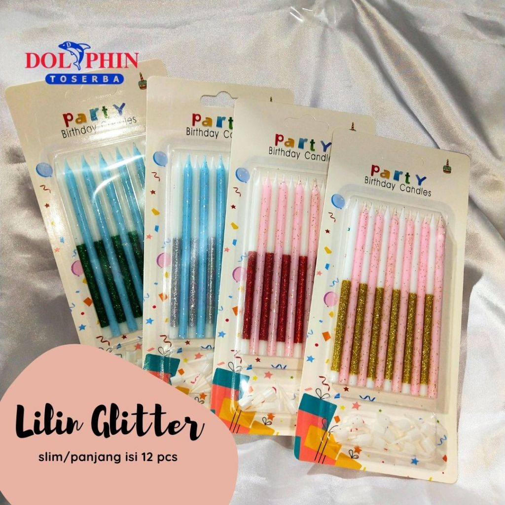 LILIN Candle Birthday Party Slim Color-Glitter Birthday Candles ...