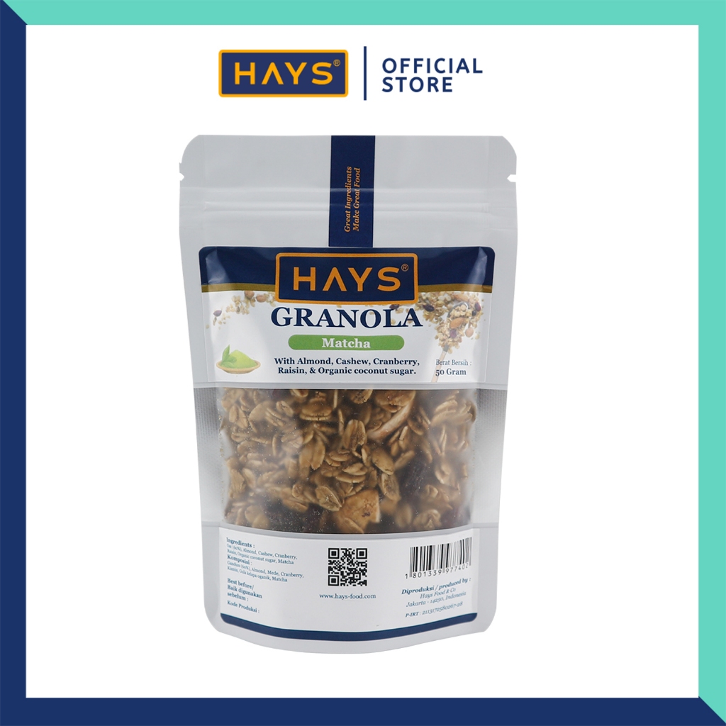 Hays matcha Granola 50 Grams / matcha oatmeal cereal with Almond Cashew ...