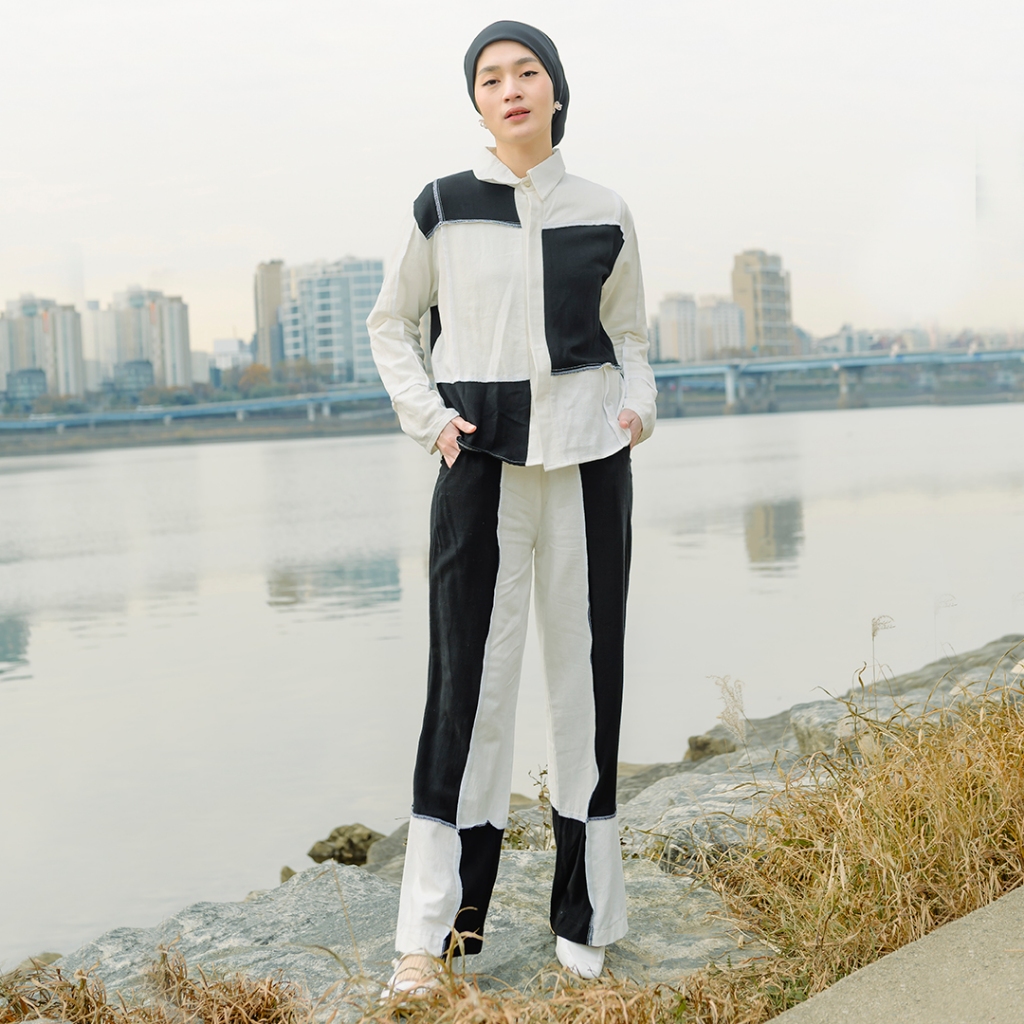 Lozy Hijab - Yuki Set (One Set Linen Combination Two Tone) | Shopee Philippines