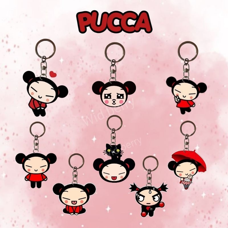 GANTUNGAN Pucca and Rake Acrylic Keychain/Keychain/Pucca/Rake/Ganci ...