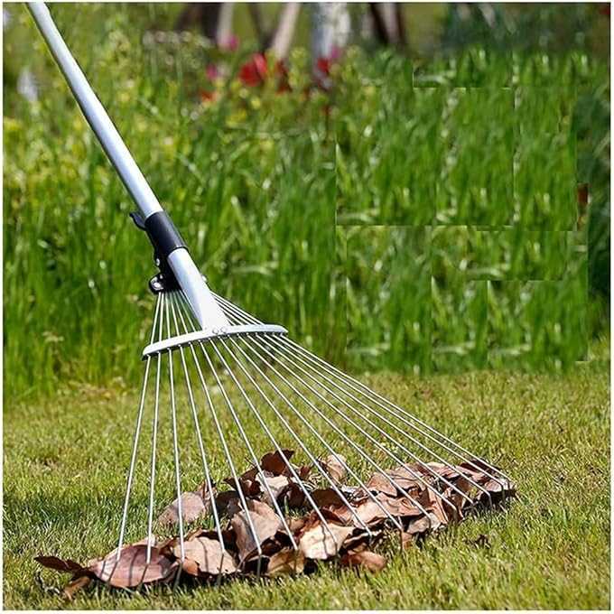 Garden Rake Broom Pull Grass Garbage Fork Broom Garden Leaf Rake Carbon ...