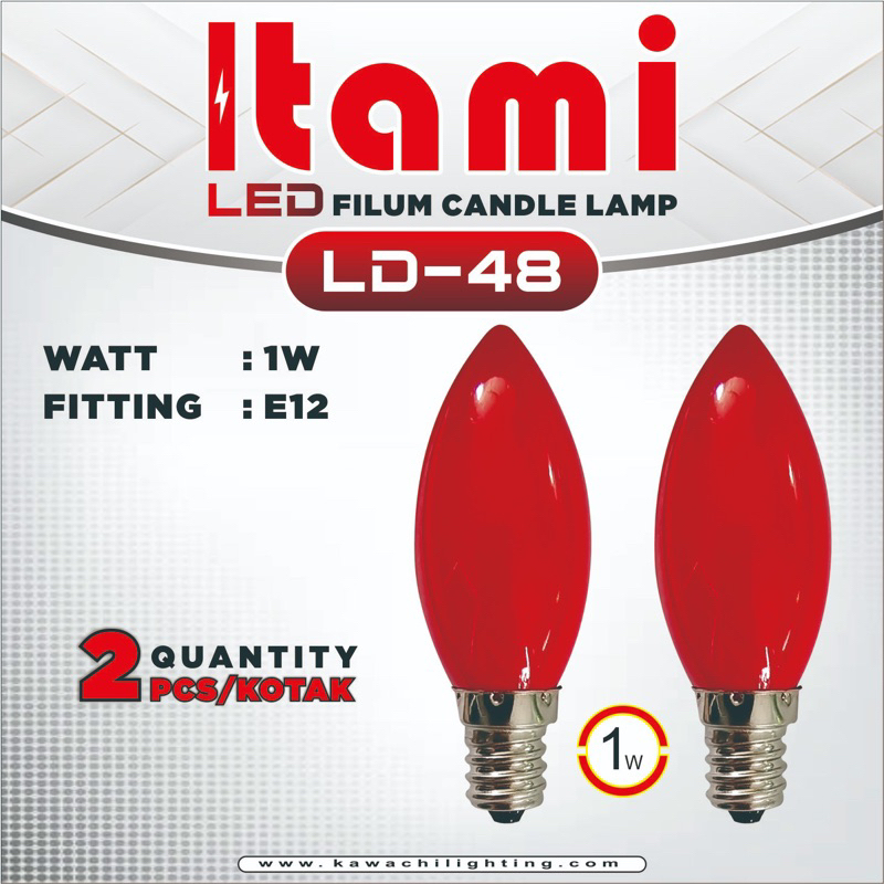 MERAH Solid Red LED Chili Prayer Light Bulb (2PC) 1w 1 Watt Itami E12 ...