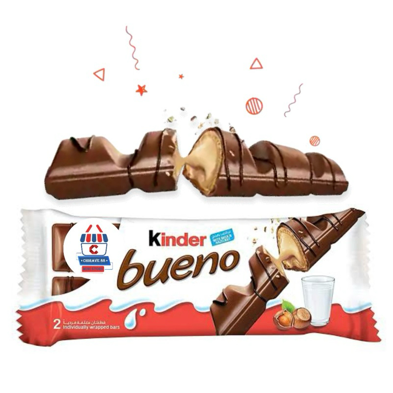 Kinder Bueno with Milk & Hazelnuts - Chocolate Coated Wafer Filled with ... Kinder Bueno with Milk & Hazelnuts - Chocolate Coated Wafer Filled with ...