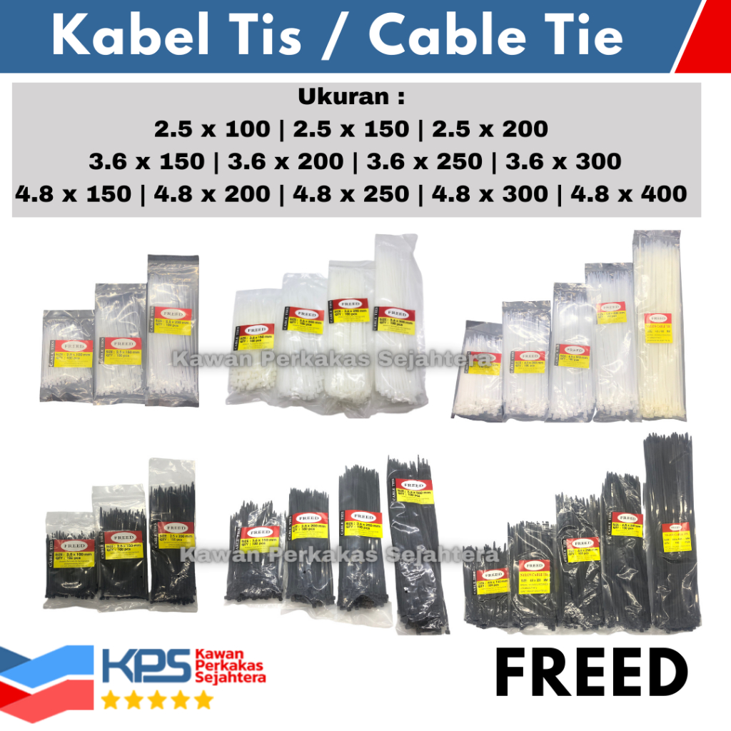 PUTIH HITAM Tis Ties Cable 2.5 - 3.6 - 4.8 x 10 - 15 - 20 - 25 - 30 ...