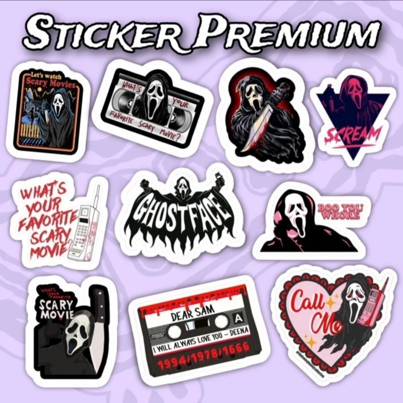 Sticker Scream Ghostface Scary Movie Pack 10pcs Premium Waterproof ...