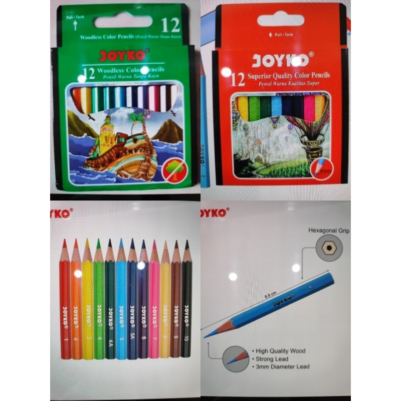 Joyko colored pencils 12 short colors CP-102 CP-107 / school stationery ...