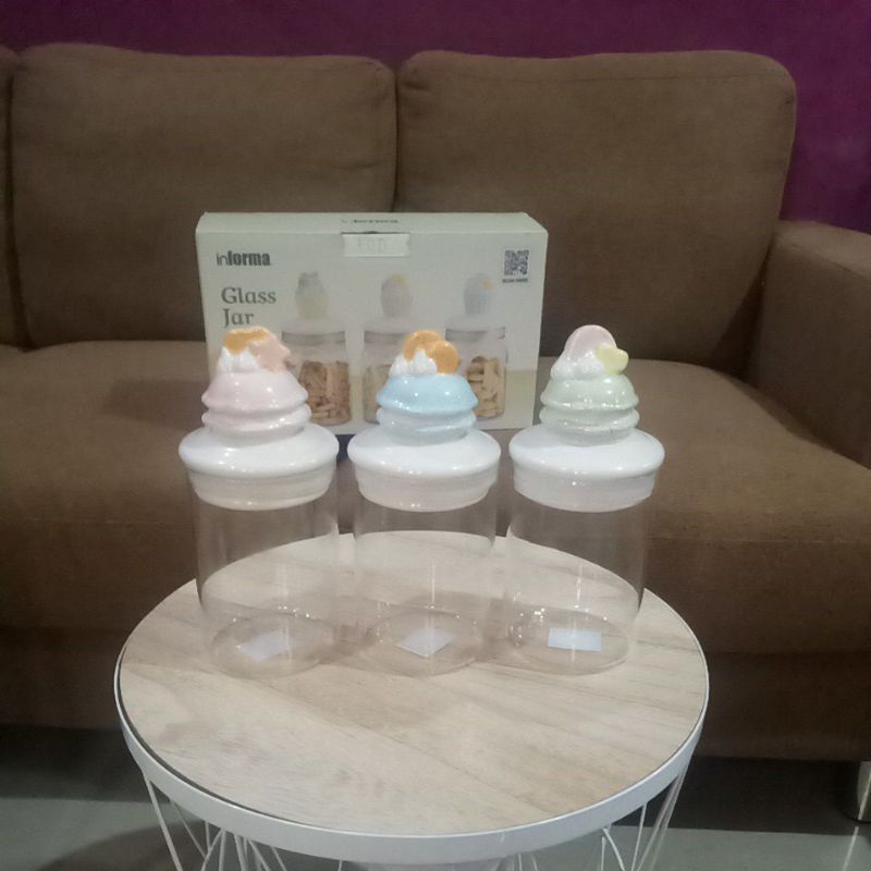 Informa glass jar set of 3 pastel cupcakes 730ml free wooden packaging ...