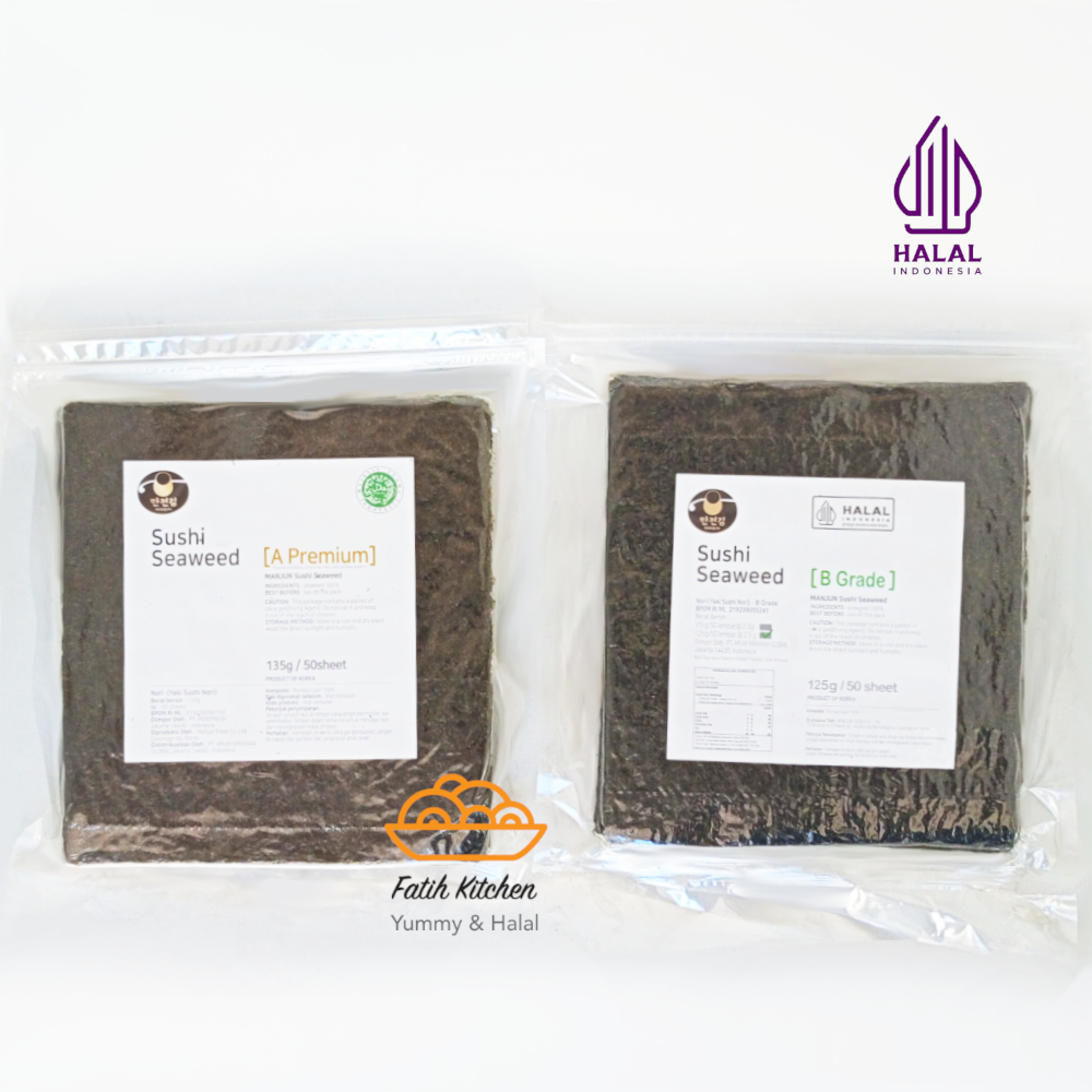 Manjun Seaweed Sushi Nori 50 Halal Sheets - Economy Medium Premium ...