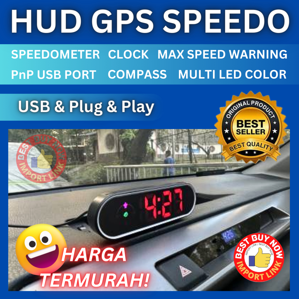 Hud USB All Cars Speedometer Odo GPS Compass Altimeter Max Speed Alarm Speedo meter | Shopee ...