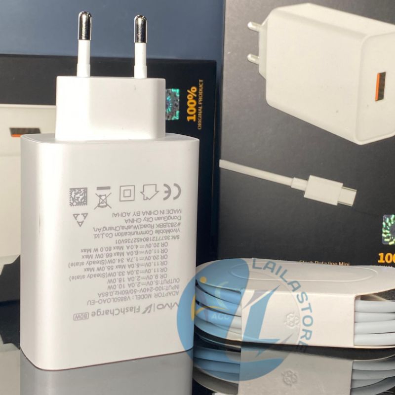 VIVO CHARGER 80W TYPE C FAST CHARGING FLASH CHARGER VIVO V29 V29E V27 ...