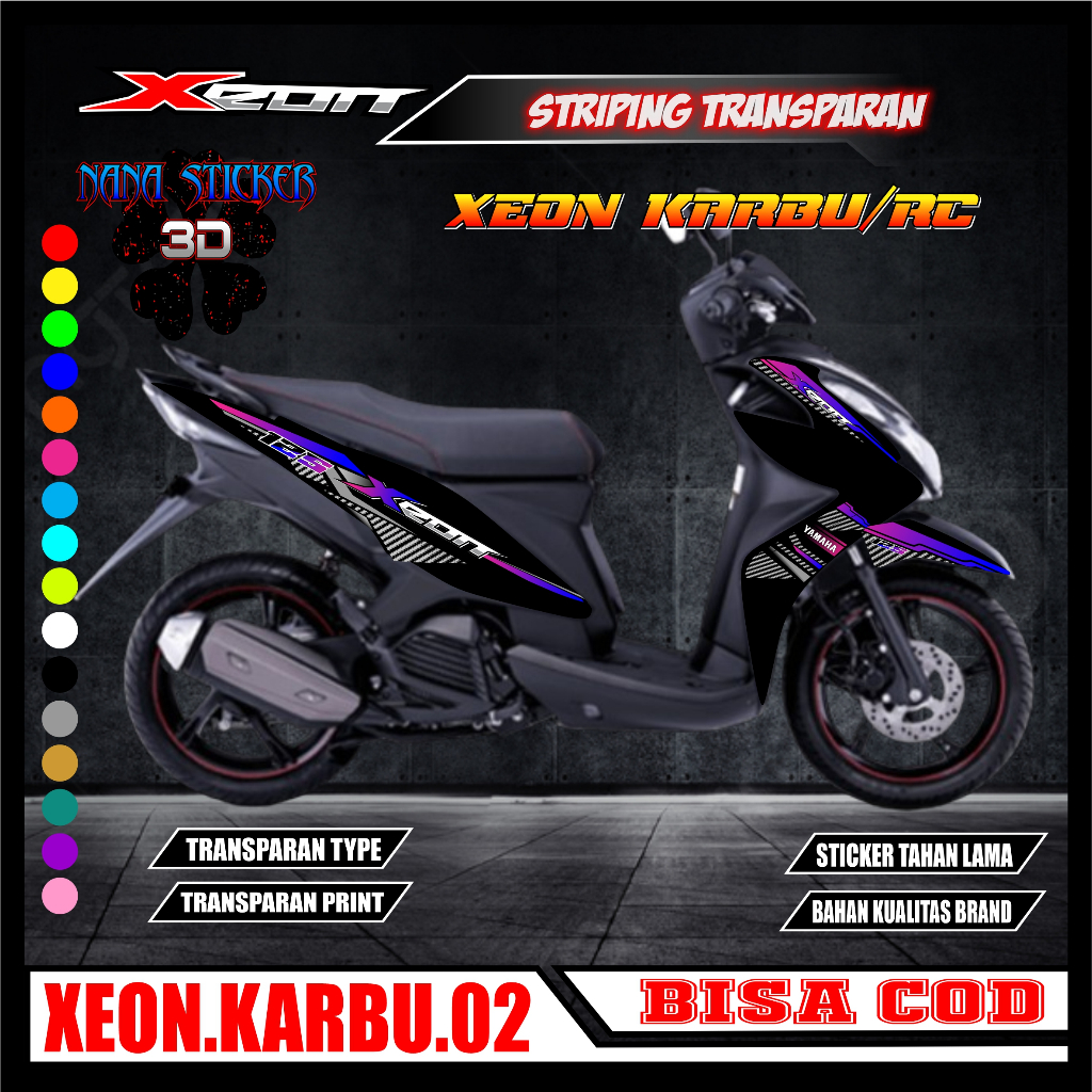 YAMAHA XEON KARBU/RC TRANSPARENT Striping Sticker Variations Sticker ...