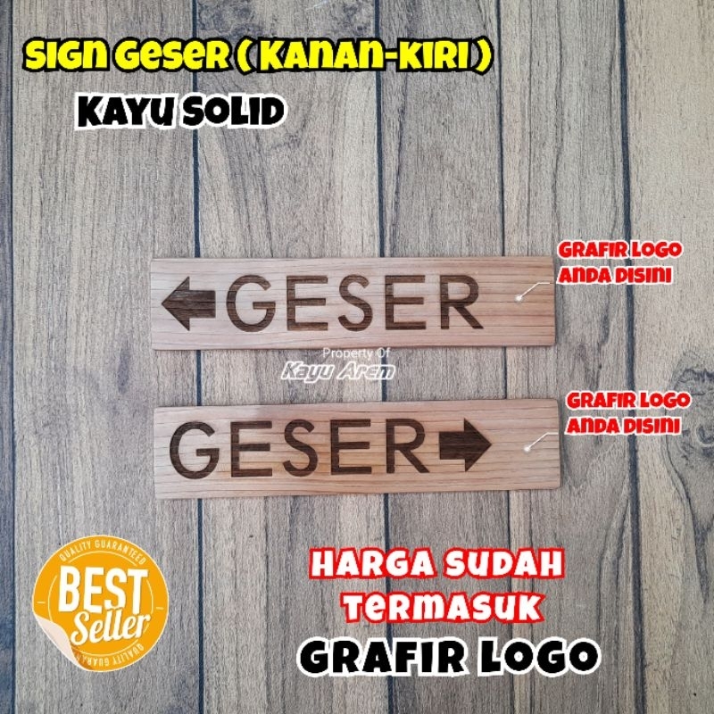 KAYU Wooden Sliding Right Left Signage/Custom Engraved Door Sign ...