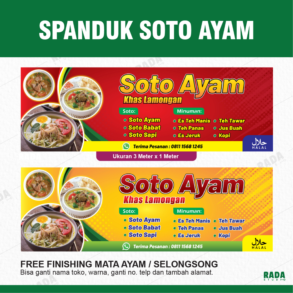 Print Lamongan Chicken Soto Banner Banner/Soto Stall/Food Stall ...