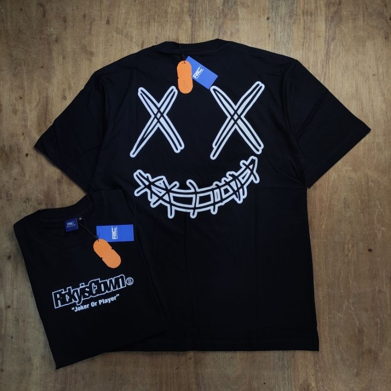 Ricky is Clown Joker is Player Smile Black Oversize Tee T-Shirt Kaos ...