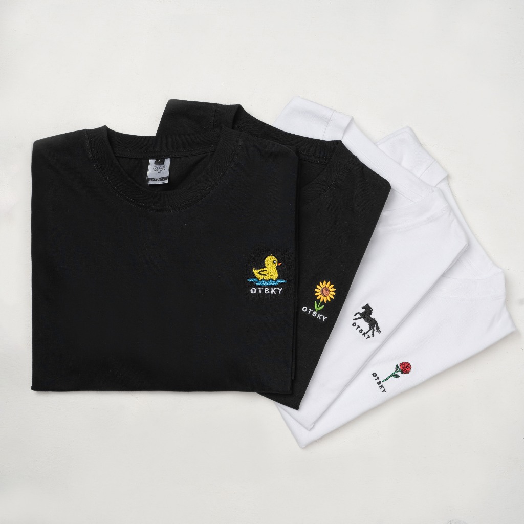 Otsky Men's T-shirt Embroidered Logo Nature Series Cotton 24s (2C ...