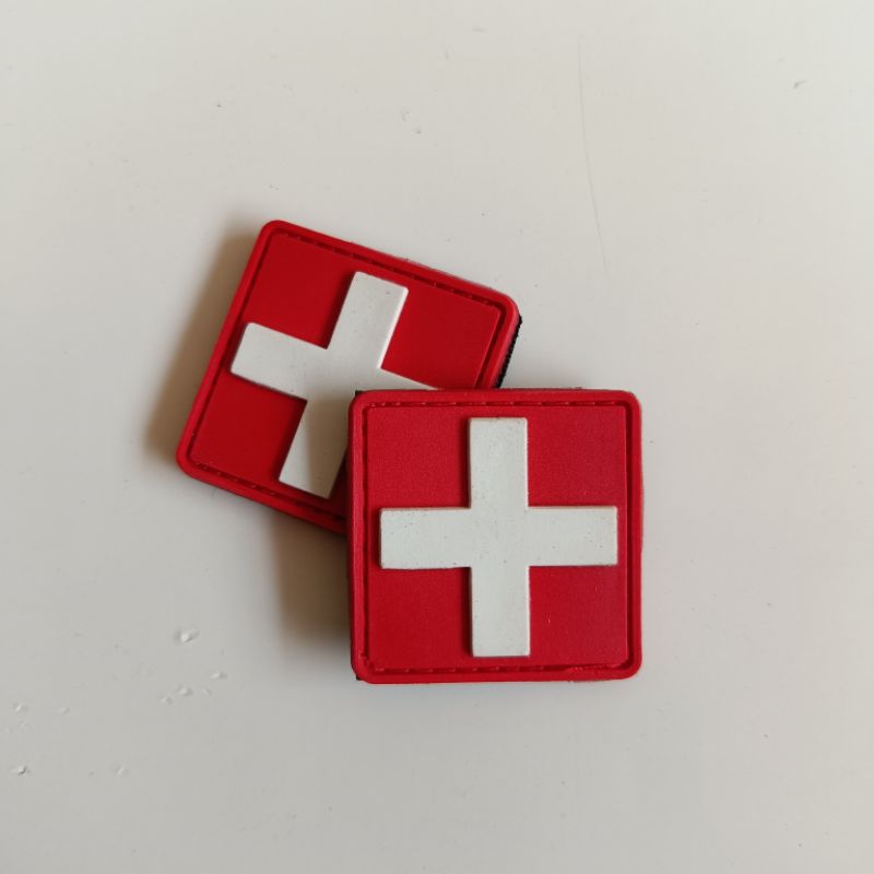 MERAH Patch rubber logo cross Small Red Base - medic - pmi - logo ...