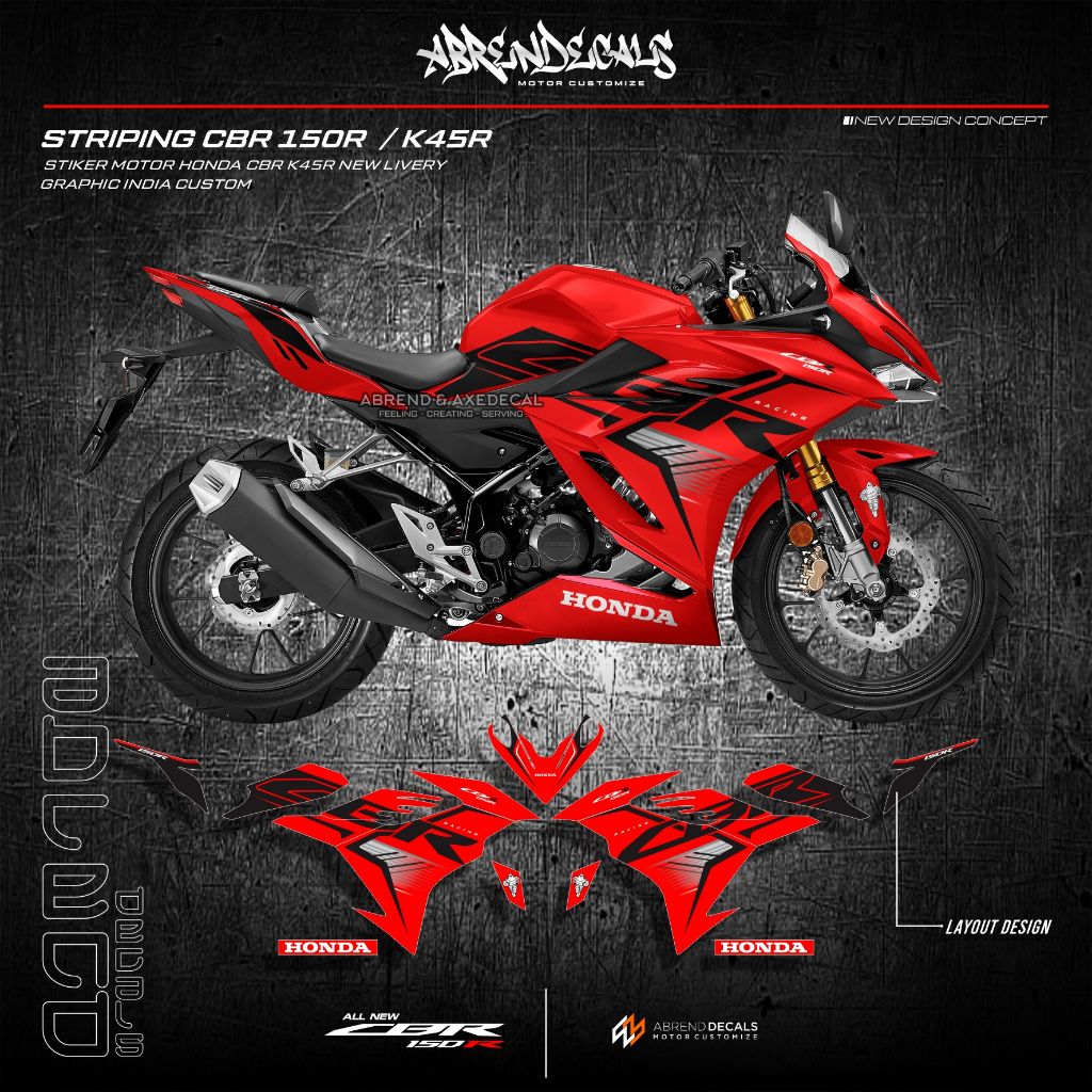 Striping CBR K45R GARFIS INDIA CUSTOM/CBR 150r Motorcycle Sticker NEW ...