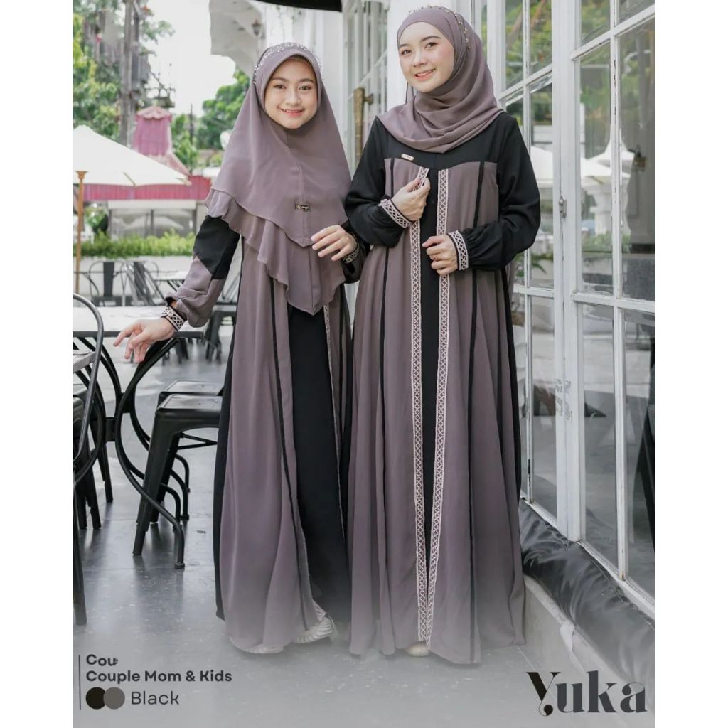 Yuka BY ETICHA Gamis Couple Mother And Daughter Dress+Khimar Latest ...