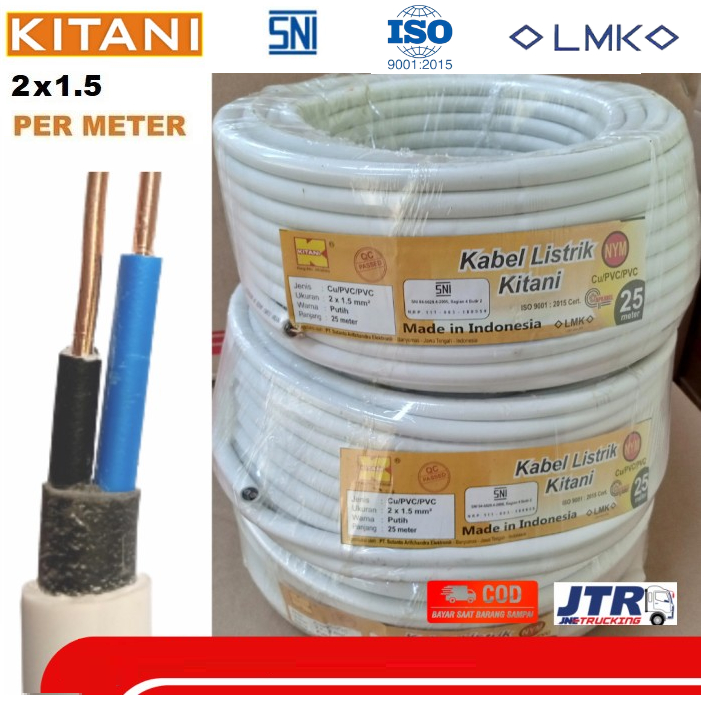 Nym KITANI Cable 2x1.5 Retail Per Meter / COPPER Wire Cable 2x1.5 SNI ...