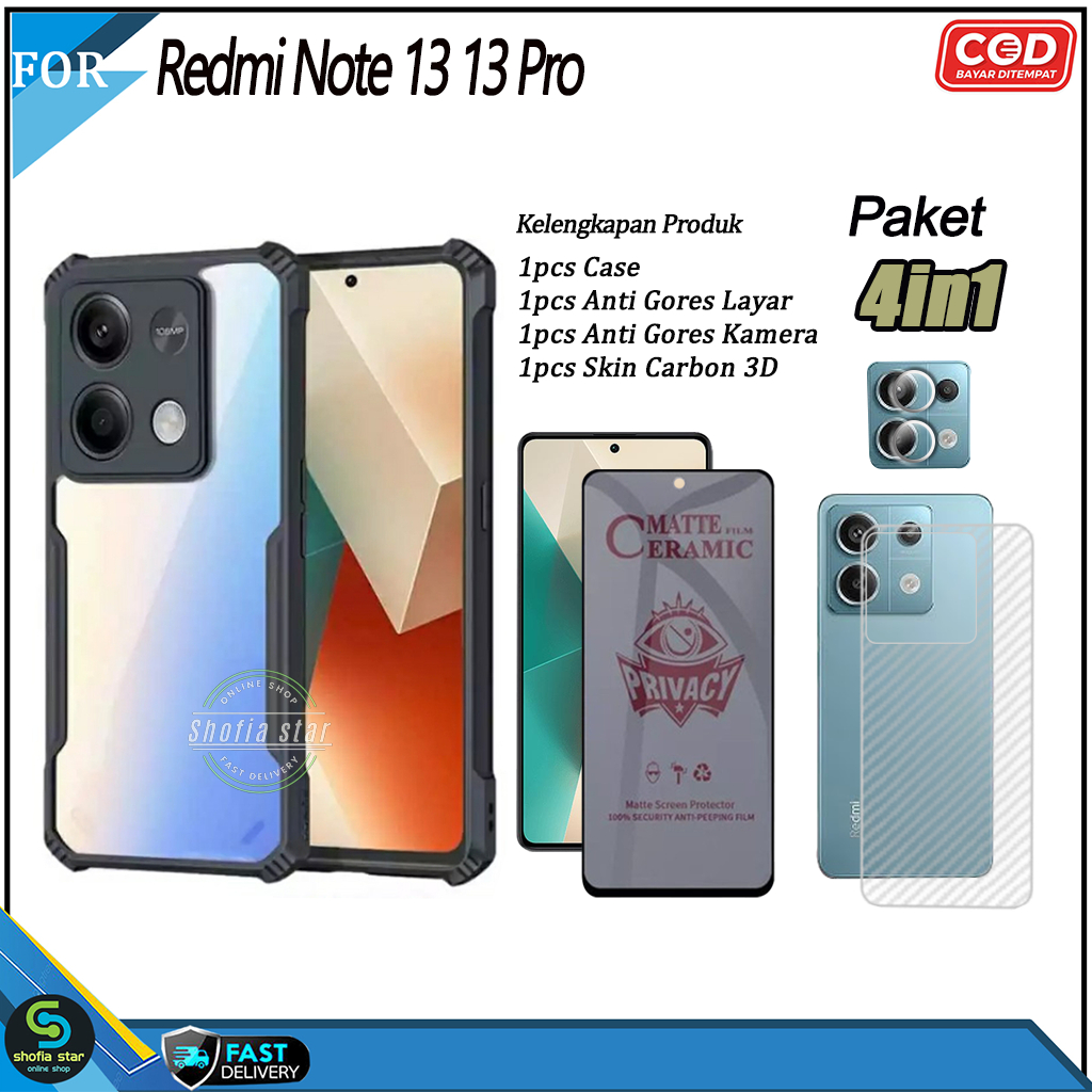 Package 4in1 case Xiaomi Redmi Note 13 4G 5G 13 Pro 4G 5G Poco M6 4G M6 ...