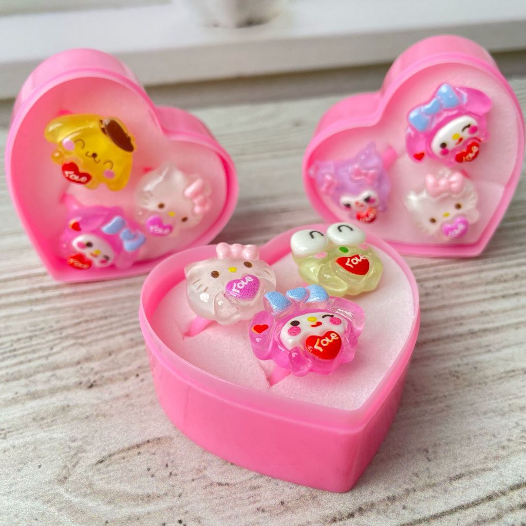 Sanrio Love CUTE Rings 1 Box contains 3 Pieces Children's Favorite ...
