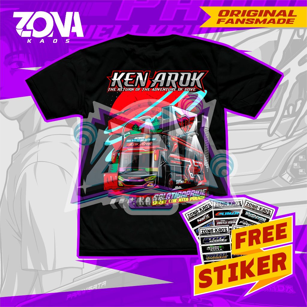 (FREE Sticker) T-Shirt BUS MANIA KEN AROK EKA PERSADA COTTON COMBED 24S ...