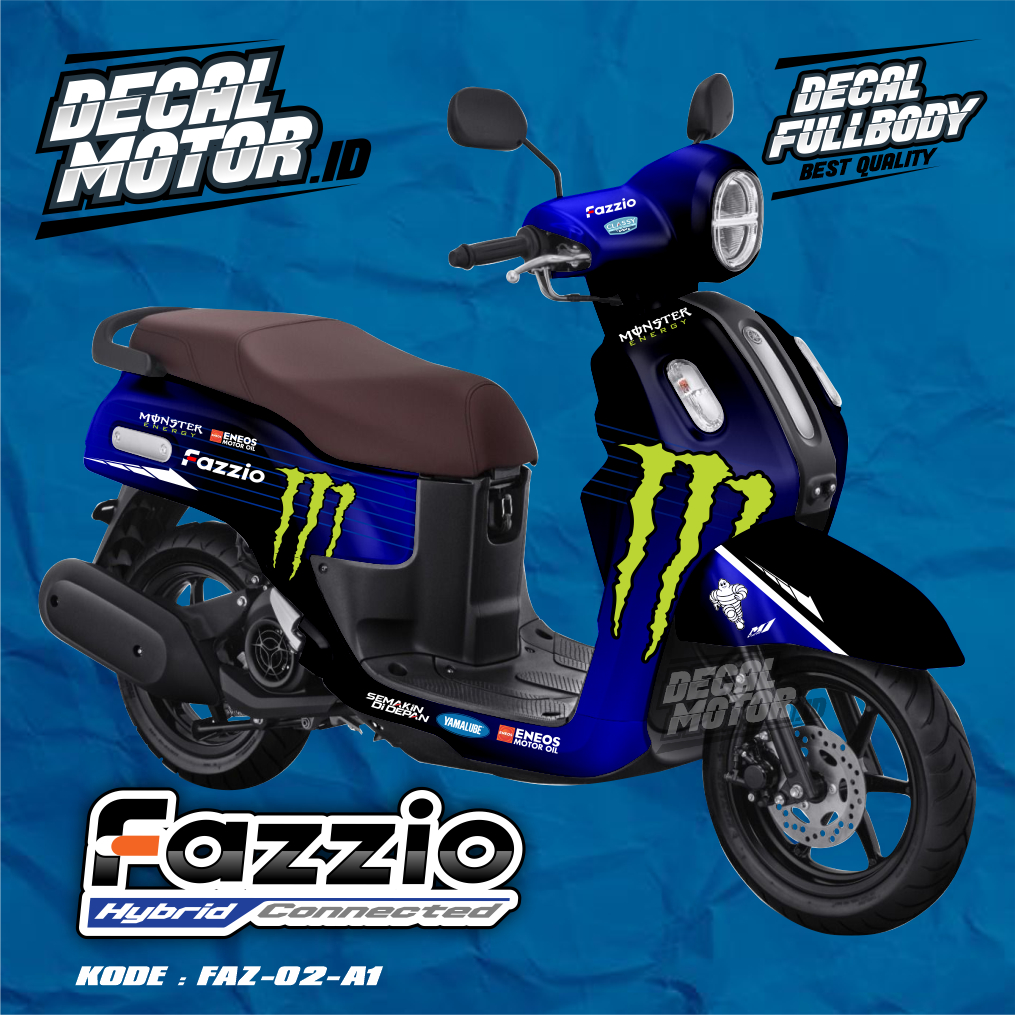 Yamaha fazzio full body decal sticker, custom design, Blue - FAZ ...