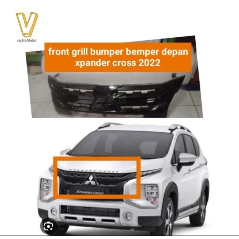 Xpander cross front bumper grill 2021-2022, glossy black, original ...