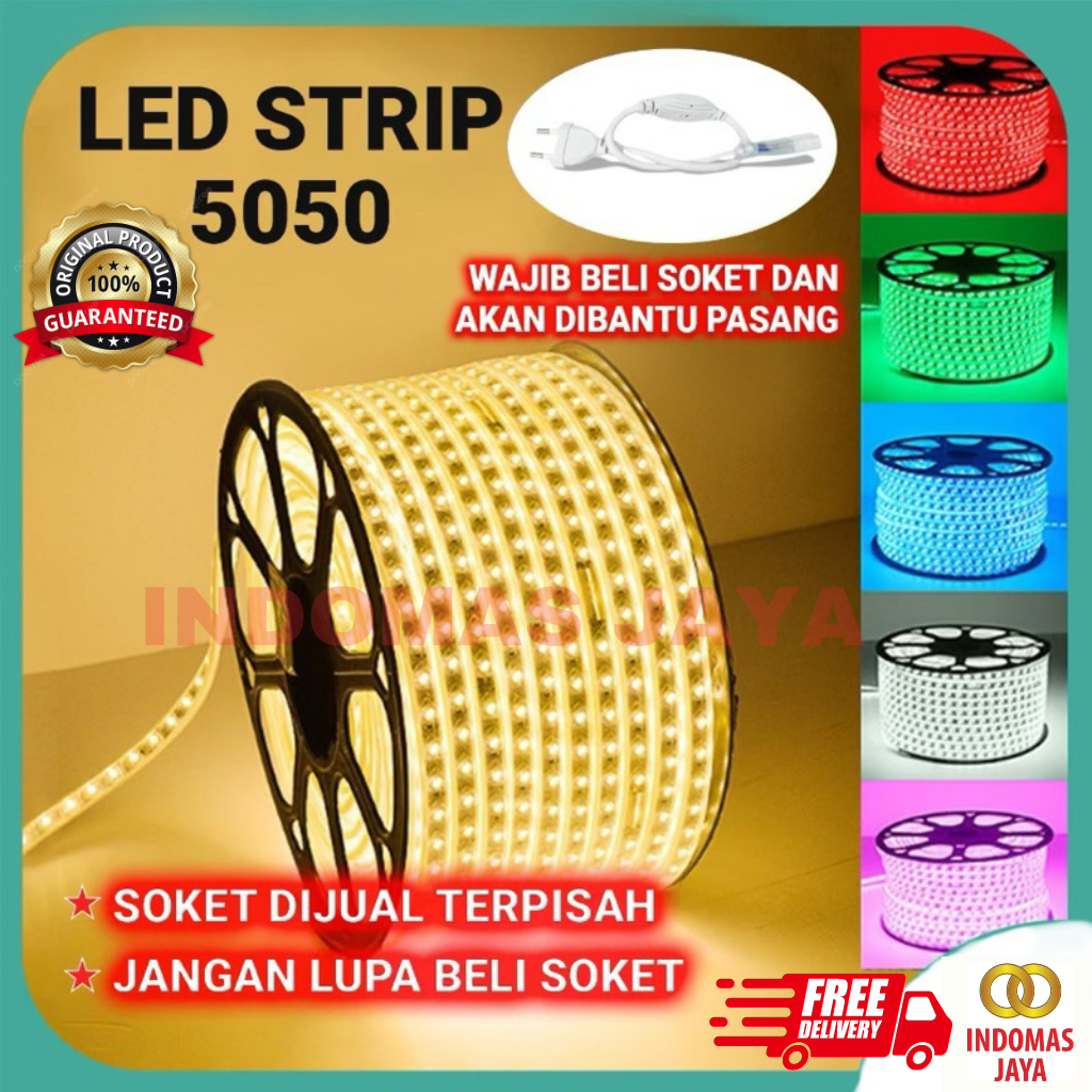 Hose STRIP LED LIGHT 5050 SMD AC 220V METERAN (1M-100M) OUTDOOR AND ...