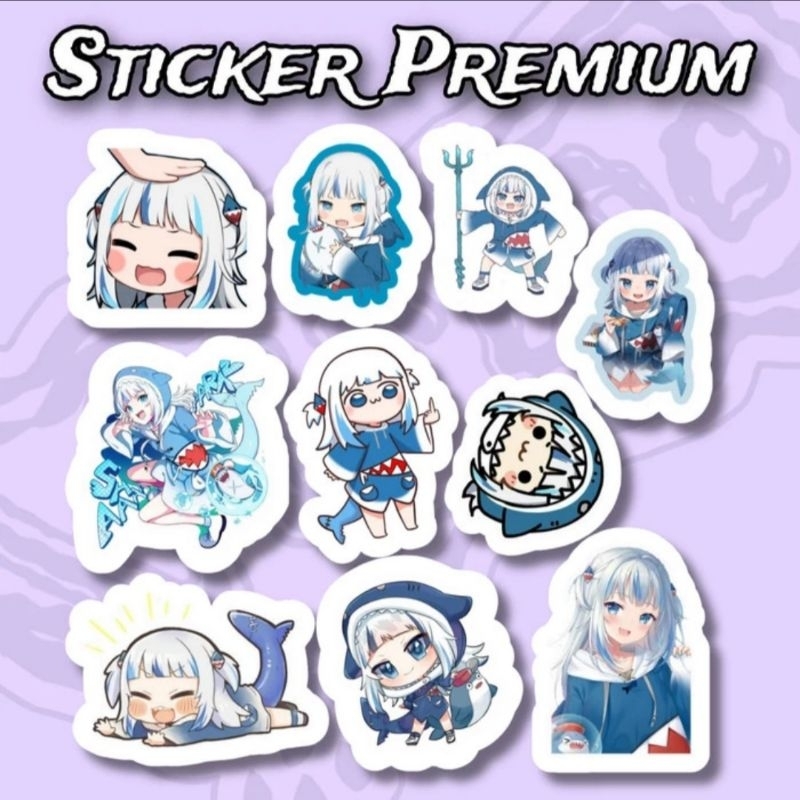 Gawr Gura Vtuber HoloLive Pack 10pcs Premium Waterproof Sticker ...