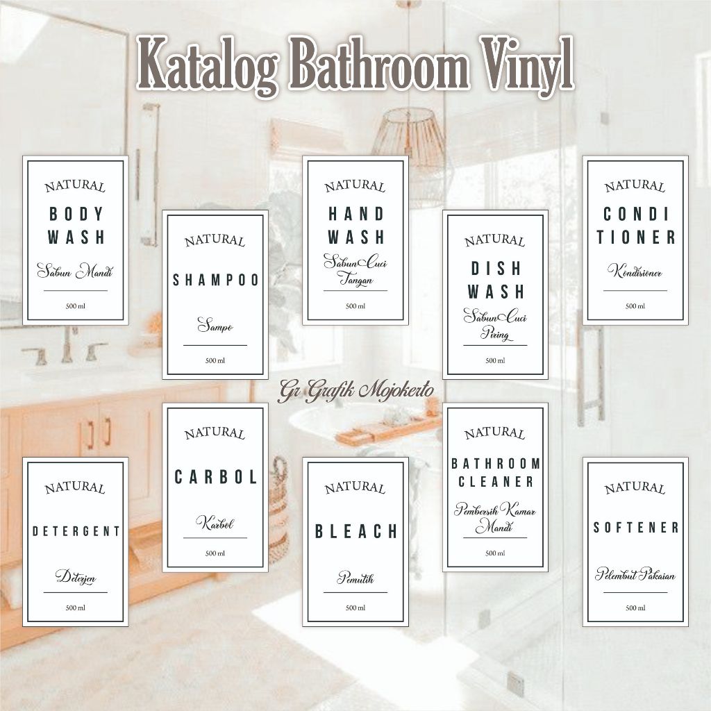 WATERPROOF LIQUID SOAP BOTTLE LABEL STICKER / BATHROOM STICKER ...