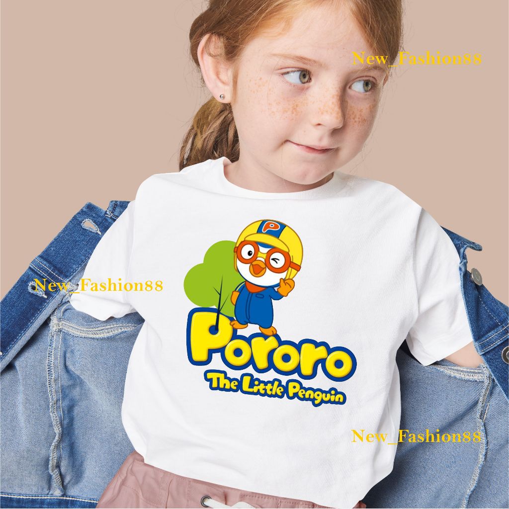 Plain children's clothes with pororo motif digital printal catton ...