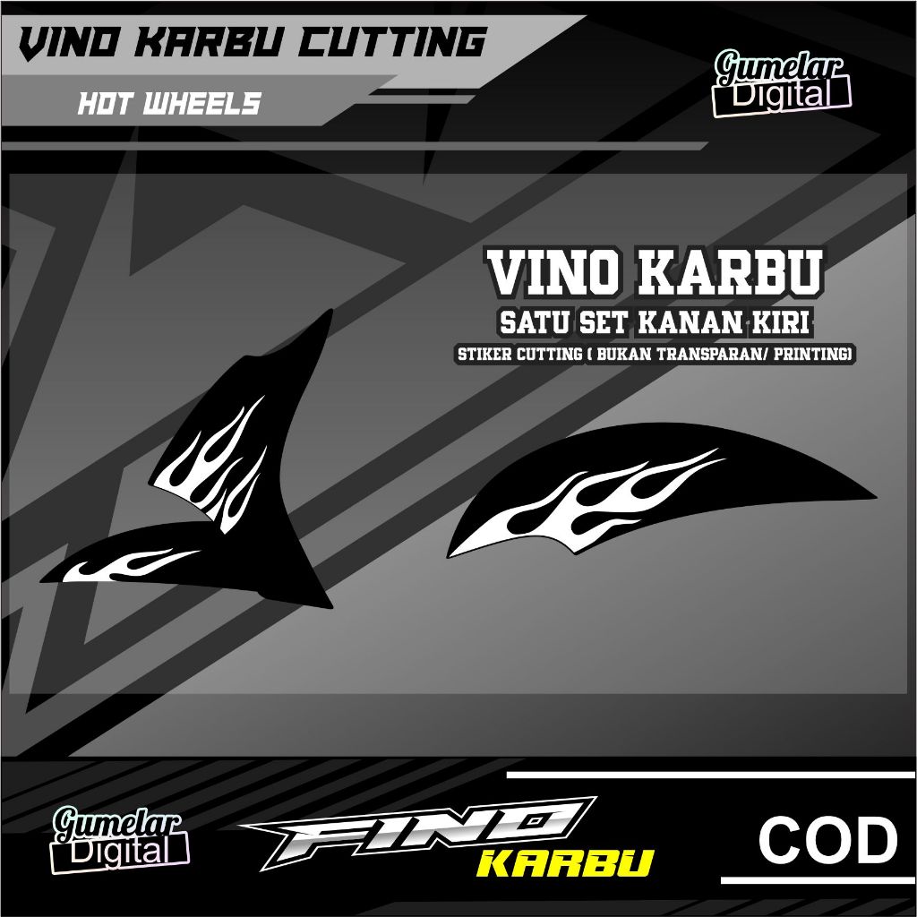 Cutting Stickers YAMAHA FINO Carburetor DESIGN Fire HOT WHEELS Already ...