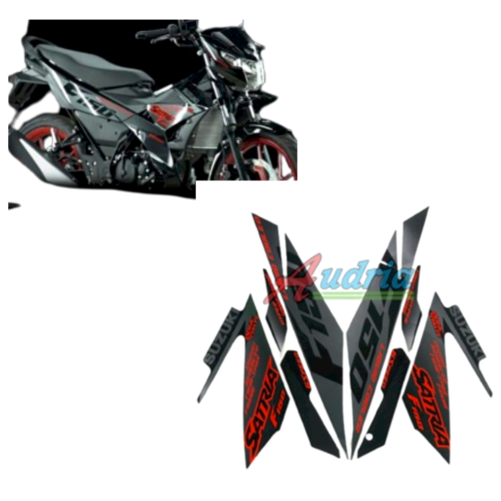 HITAM MERAH Suzuki satria f150 2023 Motorcycle Sticker striping full ...