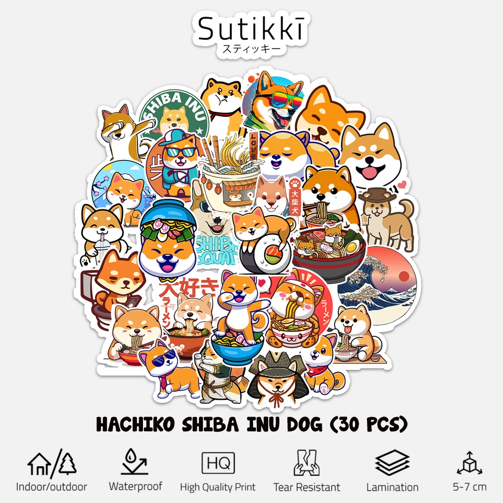 Sutikki | Sticker Pack Hachiko Shiba Inu Akita Shibuya Japan Tumbler ...