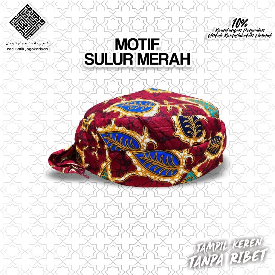 MERAH Jogokariyan Batik Peci with Red Tendril Motif | Shopee Philippines