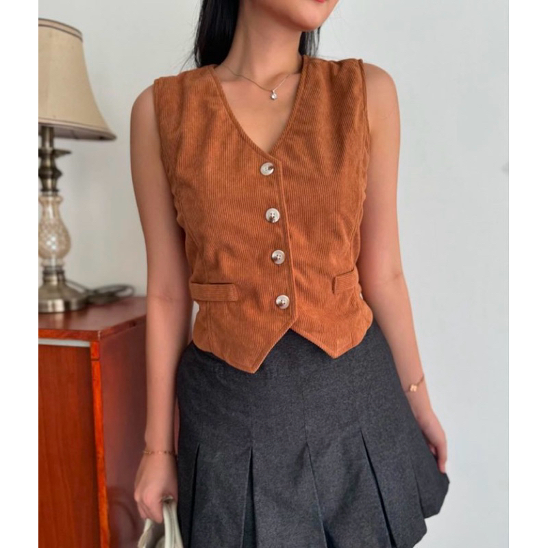 Marsfaux - Luey corduroy vest | Women's Vest Top | Shopee Philippines