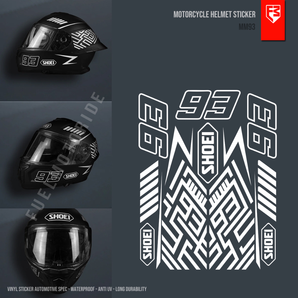 Mm93 Full Face Half Face Motorcycle Helmet Variation Sticker | Shopee ...