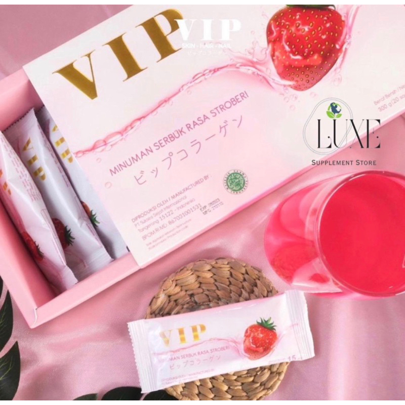 Vip COLLAGEN 1 BOX 20 Sachets Strawberry Flavor Powder Drink | Shopee ...