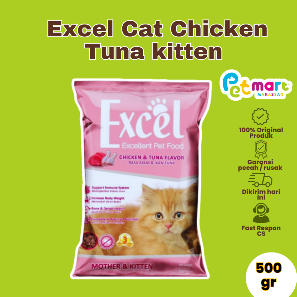 Excel Cat Chicken tuna Kitten Cat Food 500 gr | Shopee Philippines